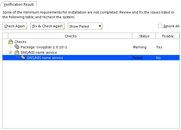 DNS/NIS name service prereq failed | DBA Knowledge Base